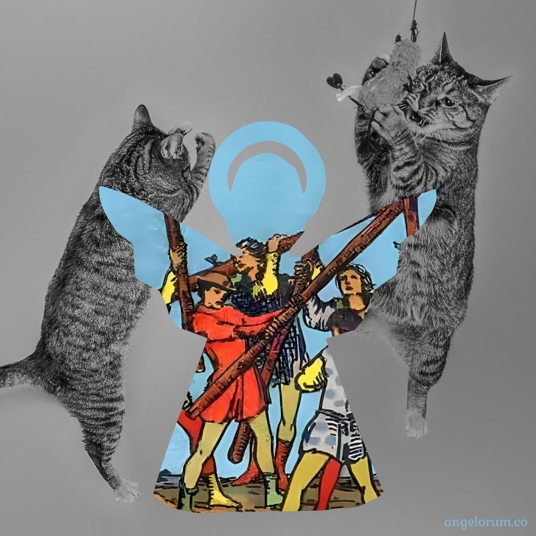 26. Haaiah the Angel of Discretion and the 5 of Wands ⋆ Angelorum Tarot